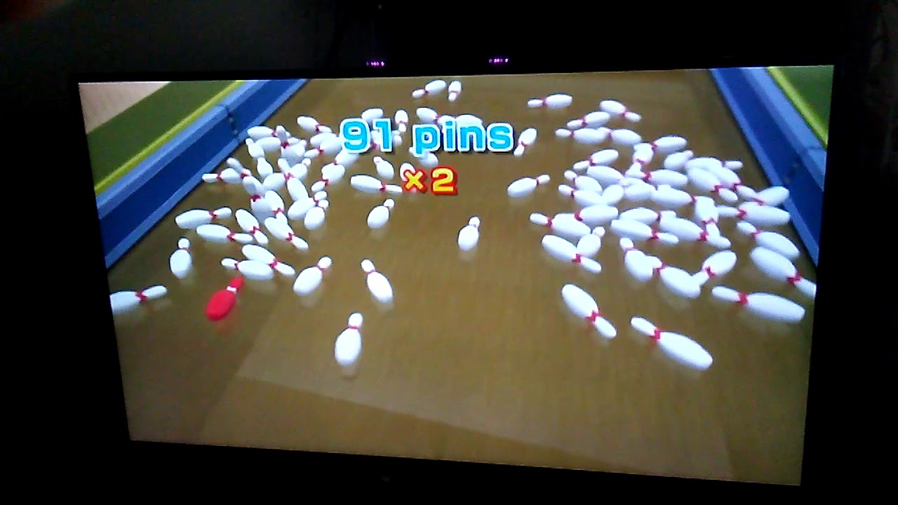 Wii sports training bowling power throws 91 pin strike - YouTube
