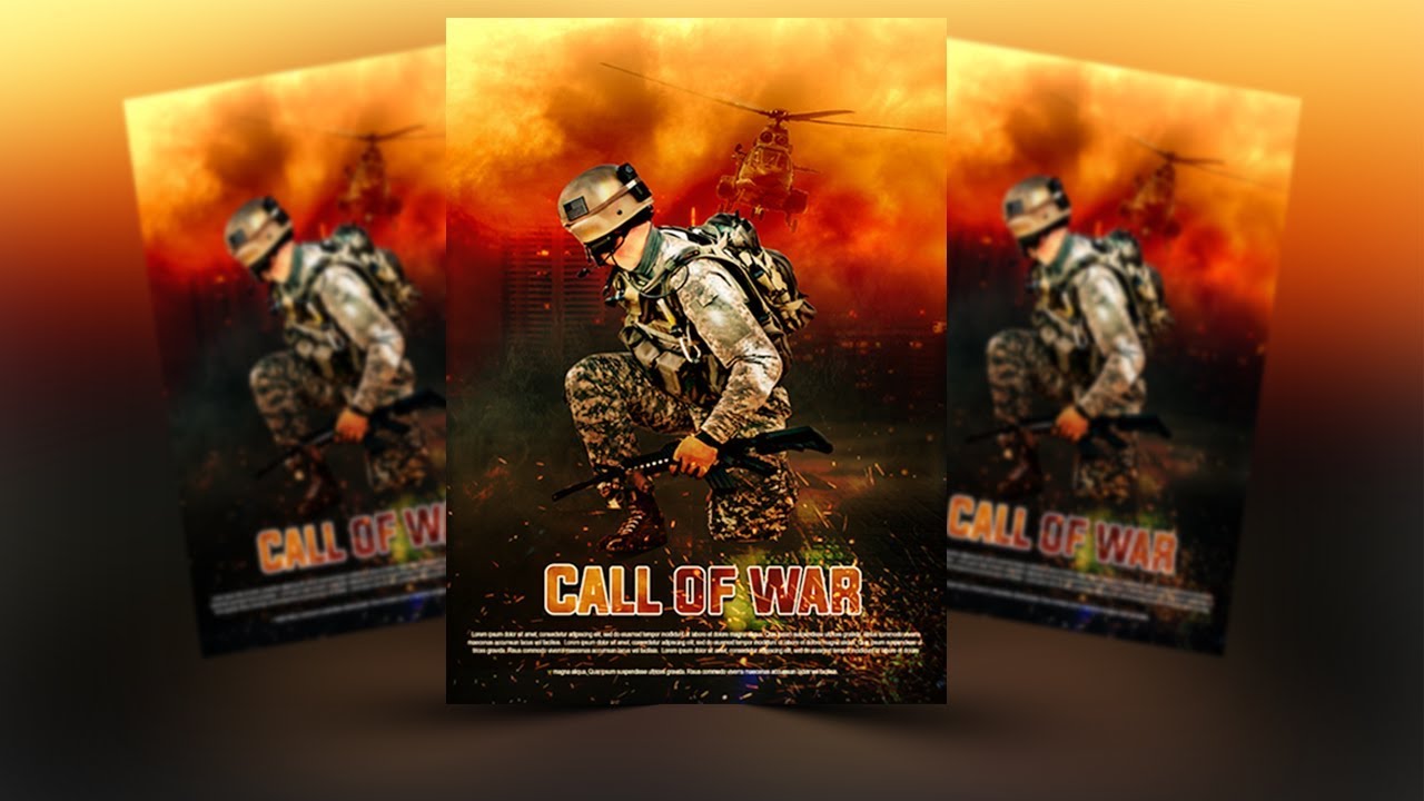 A4 Action Game Poster/Flyer Design -Adobe Photoshop CC Tutorial - YouTube