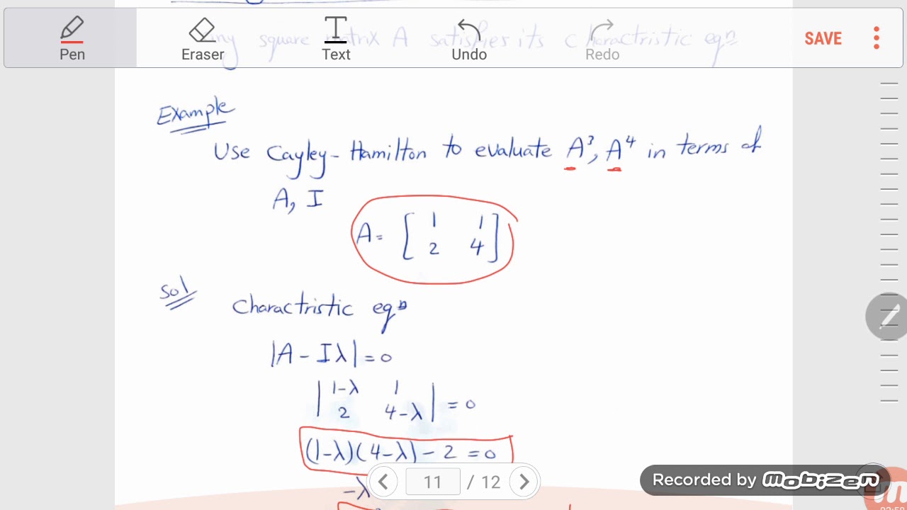 Linear Algebra - session 4: part 2: cayley Hamilton theorem - YouTube