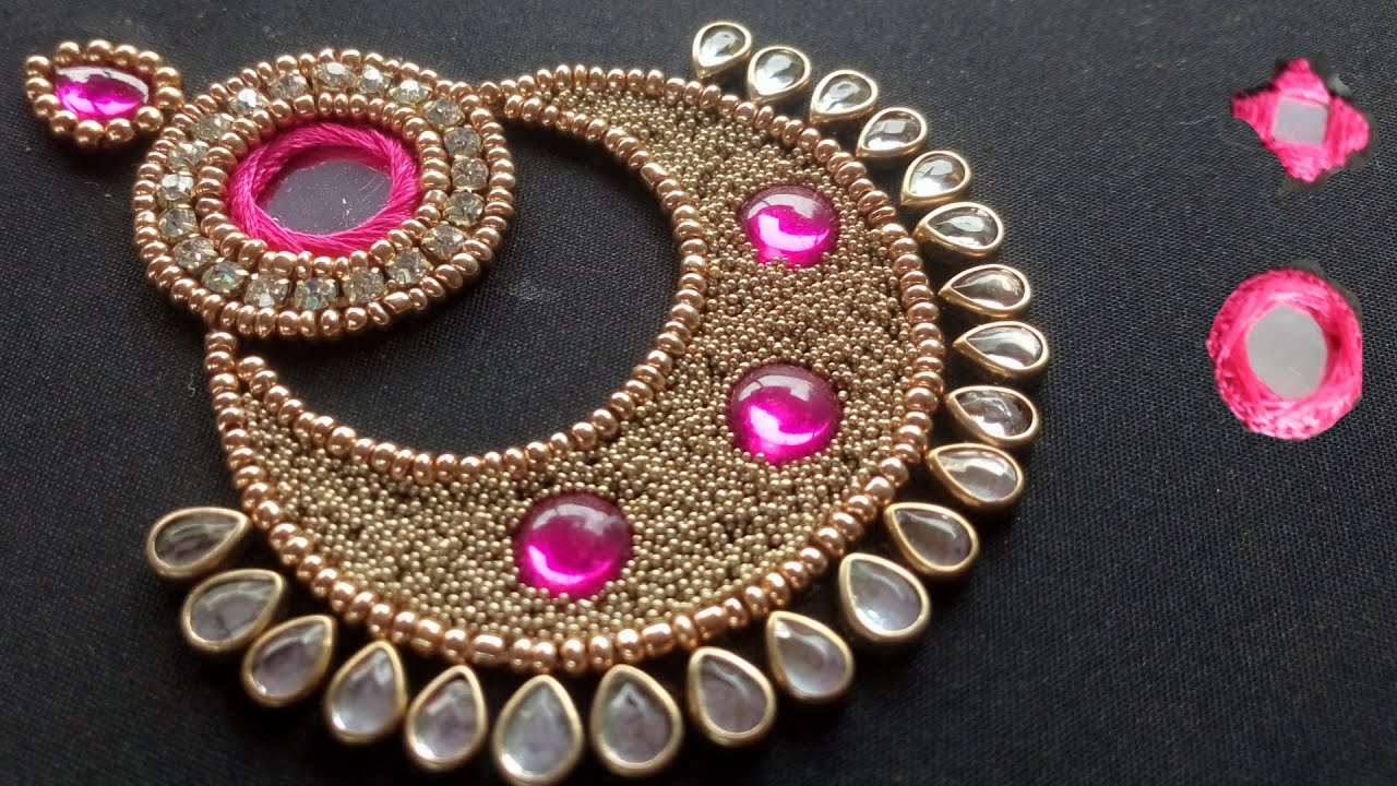 Aari embroidery mirror tutorial #16|aari mirror work jumka design|aari ...