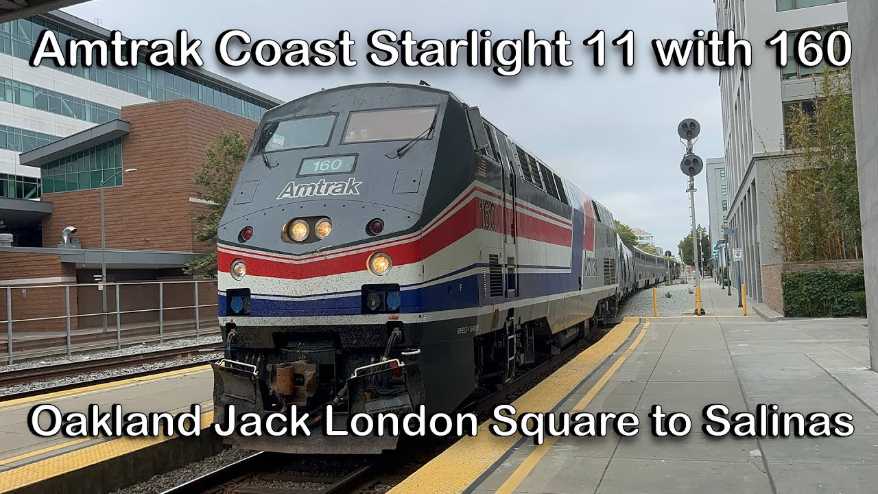 Amtrak Coast Starlight 11 Train Ride w/ P42DC 160 Heritage Unit Oakland Jack London Sq to ...
