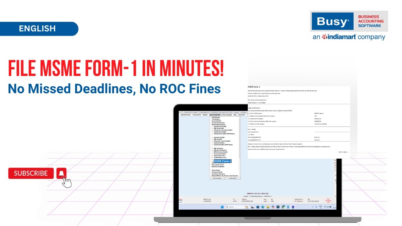 Stay ROC Compliant Instantly! Quick Guide to MSME Form-1 Filing in BUSY ...