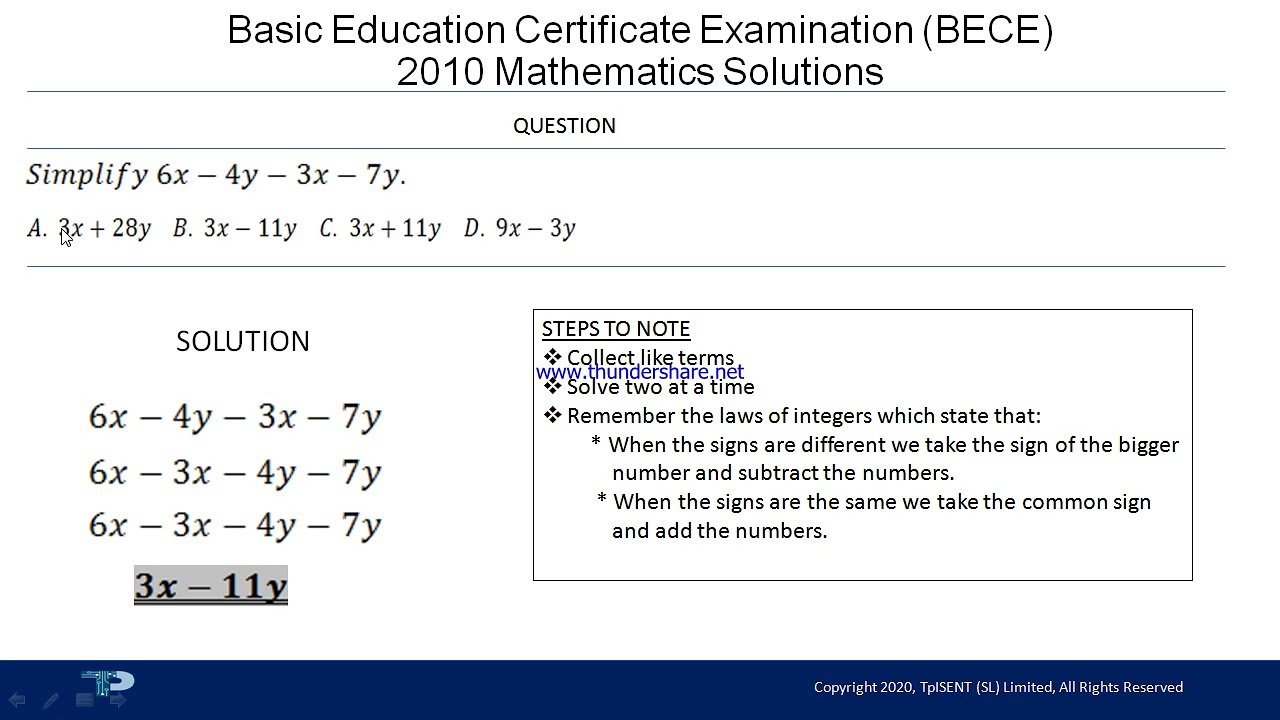 2011 bece math question and solution - YouTube