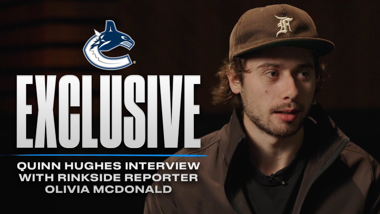 EXCLUSIVE | Quinn Hughes Interview with Rinkside Reporter Olivia McDonald - YouTube