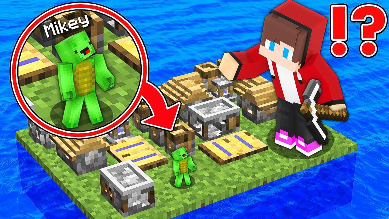 JJ Found Mikey's Secret TINY VILLAGE ISLAND - in Minecraft (Maizen Mizen Mazien) - YouTube