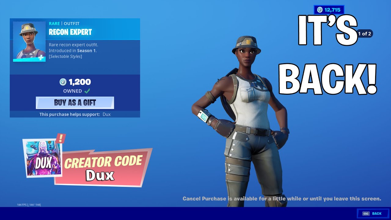 RECON EXPERT IS BACK! New Item Shop! OG Season 1 SKIN Back in FORTNITE ...