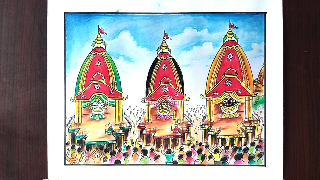 How to Draw Ratha Yatra | Rath Yatra Festival Drawing | Step by step ...