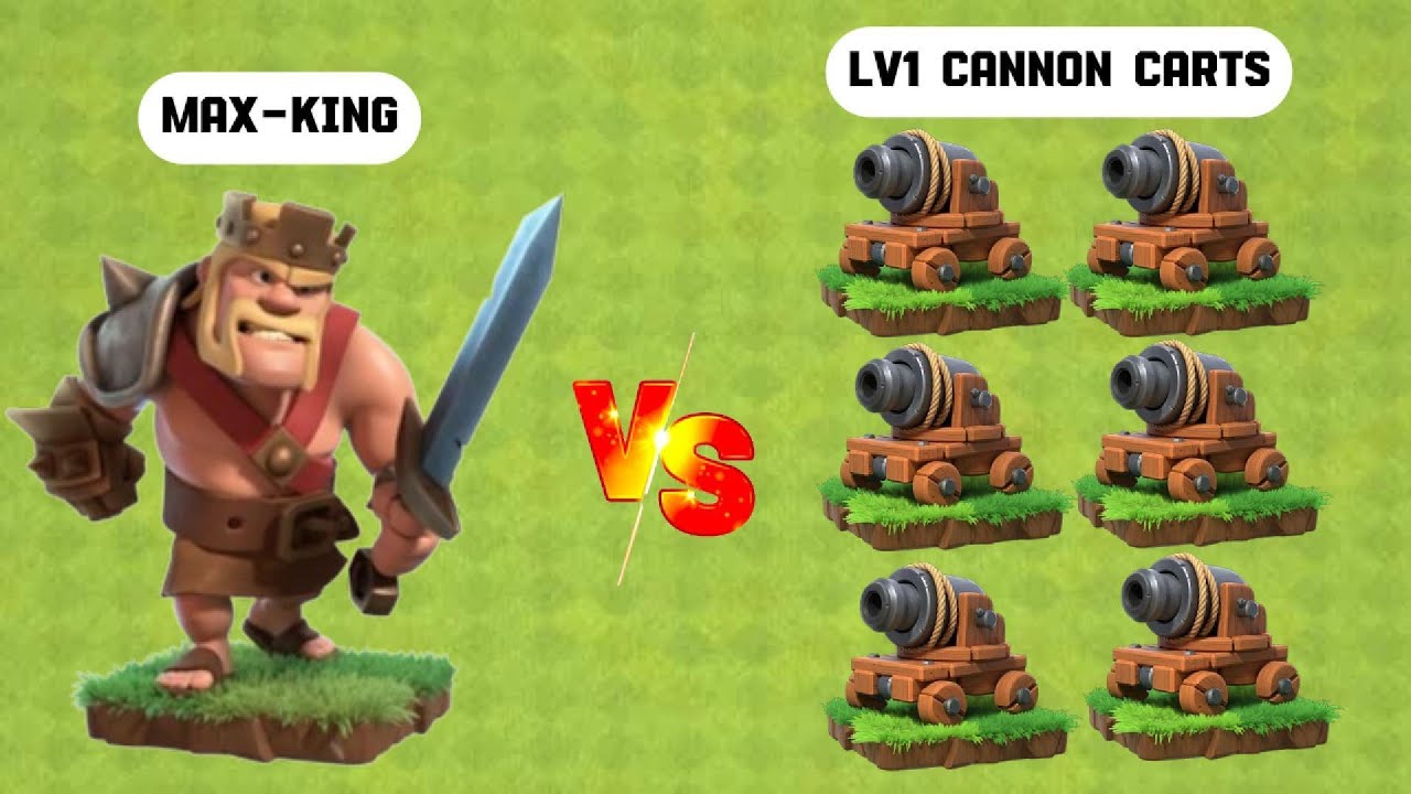 Max King VS LV1 Cannon Carts😯|| #clashofclans #coc - YouTube