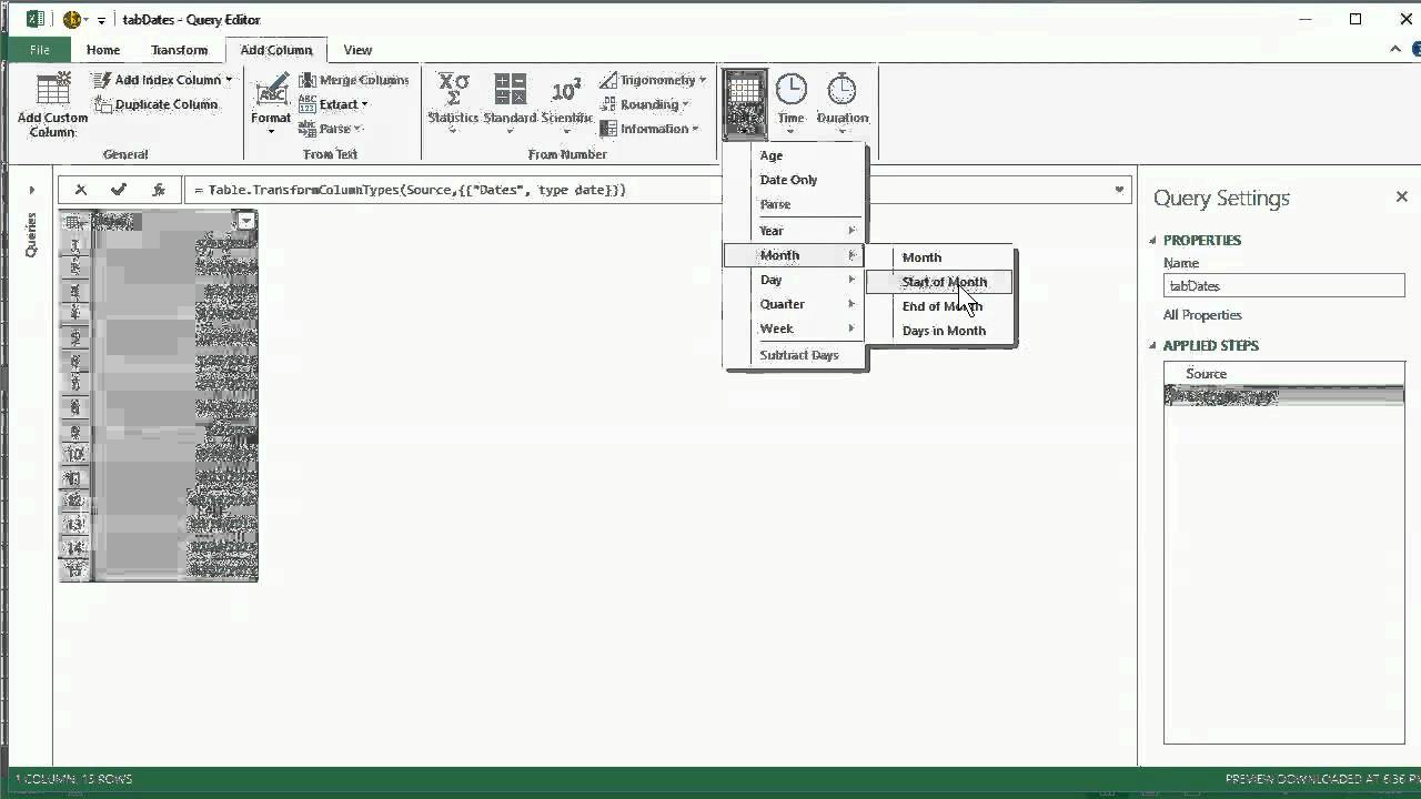 Date Transformation Columns Simple Toolbar Transformations Power Query Jumpstarter Youtube