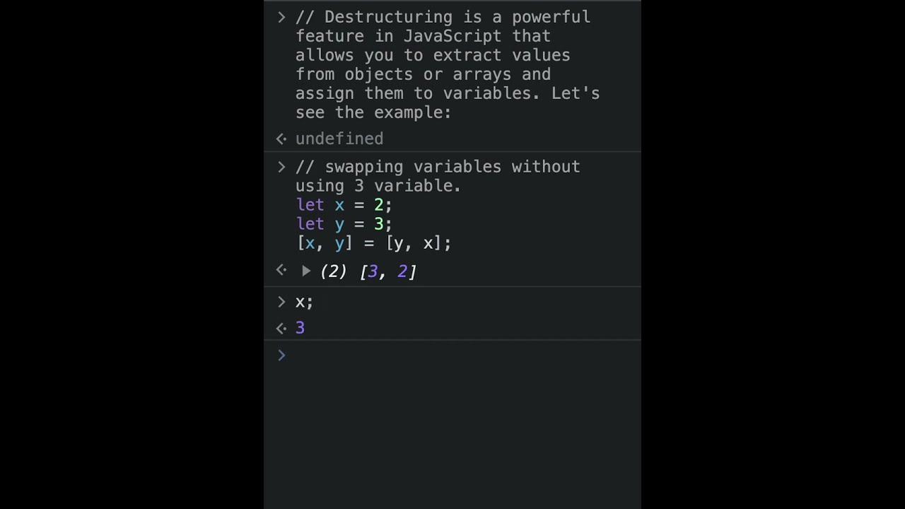 Using Destructuring to Swap Variables - YouTube