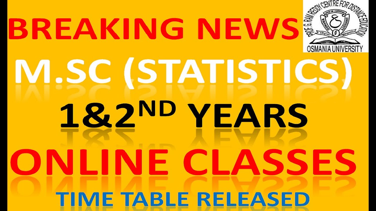 PGRRCDE M.SC (STATISTICS) 1&2 YEARS ONLINE CLASSES TIME TABLE RELEASED ...