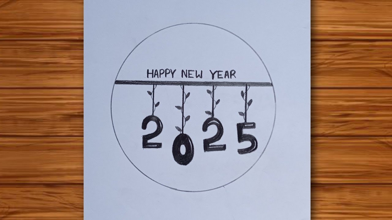 Happy new year 2025 drawing easy|happy new year drawing|circle drawing ...