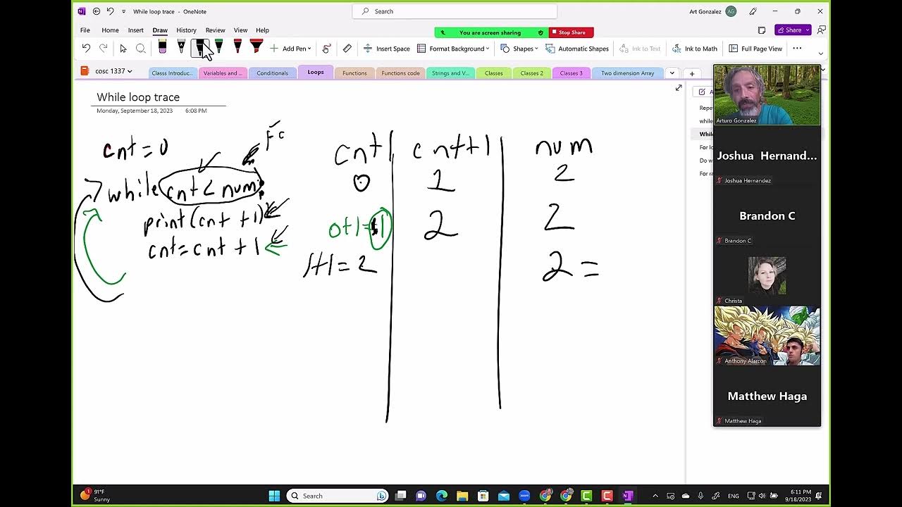 091823 Cosc 1336 Python While And For Loops Youtube
