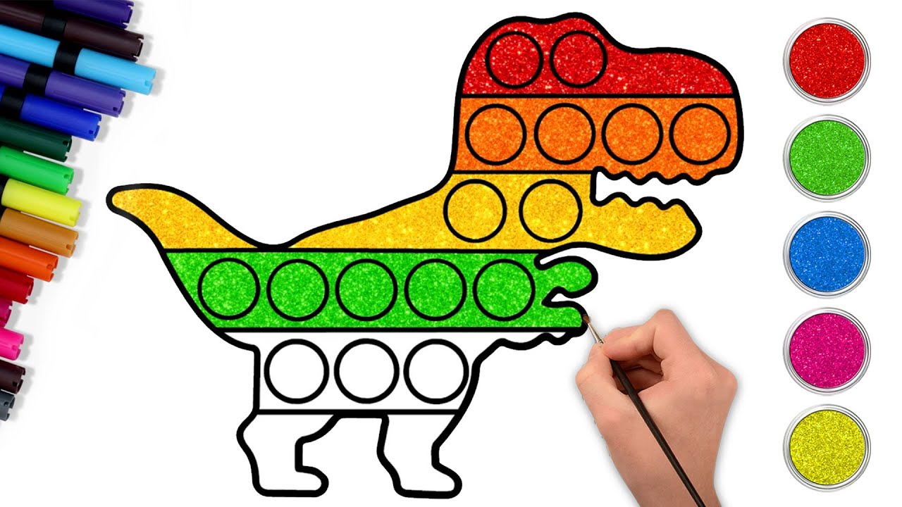 How to Draw Pop It Dinosaur🦖| Easy Step By Step Drawing | Chiki Art ...