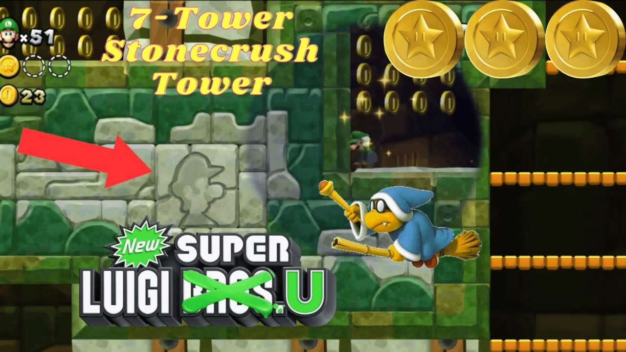 [New Super Luigi U Deluxe] 7-Tower Stonecrush Tower All 3 Star Coins ...