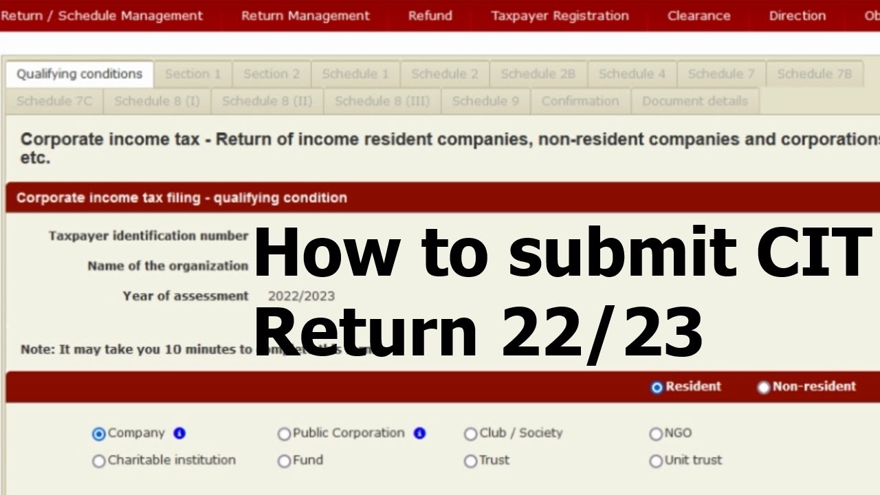 CIT Return 2022-2023 / How to fill Corporate Income Tax Return 22-23 ...