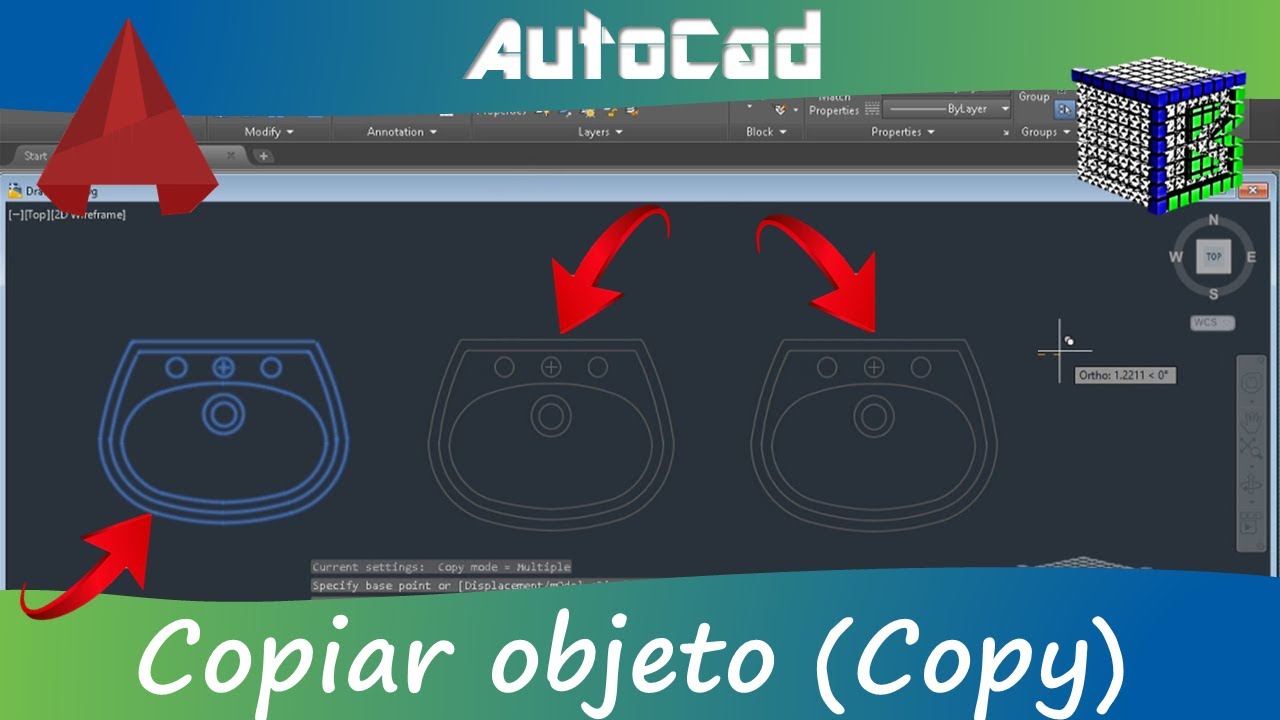 Como copiar o objeto no Autocad - Ferramenta Copy - YouTube