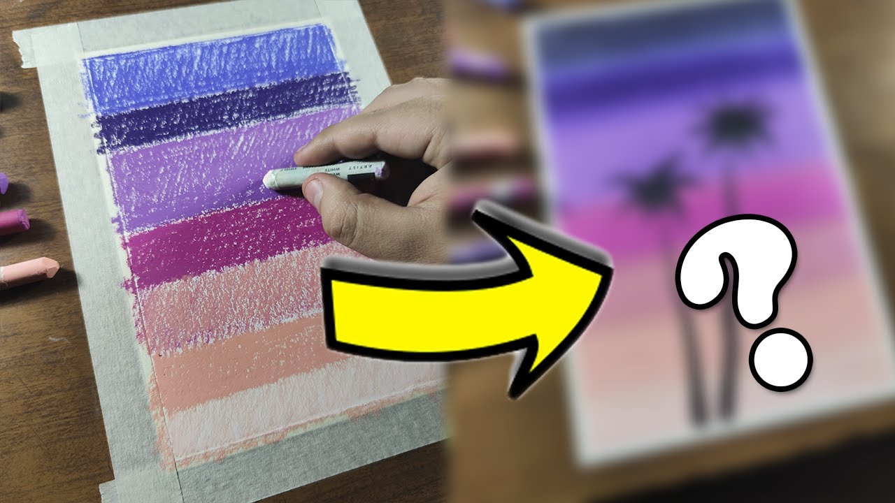 Palm trees at Sunset - Drawing with Oil Pastels for Beginners (Easy ...