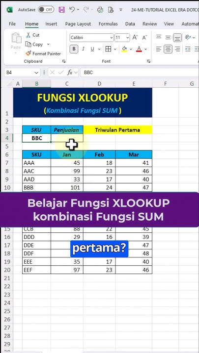Belajar Fungsi XLOOKUP kombinasi Fungsi SUM #excelformula #belajarexcel #exceltips - YouTube