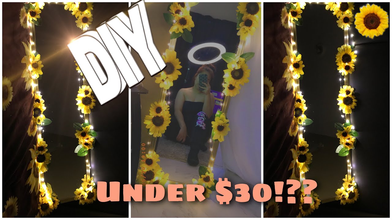 #DIY #sunflower #under$30. DIY sunflower mirror with lights 💛🌻 - YouTube