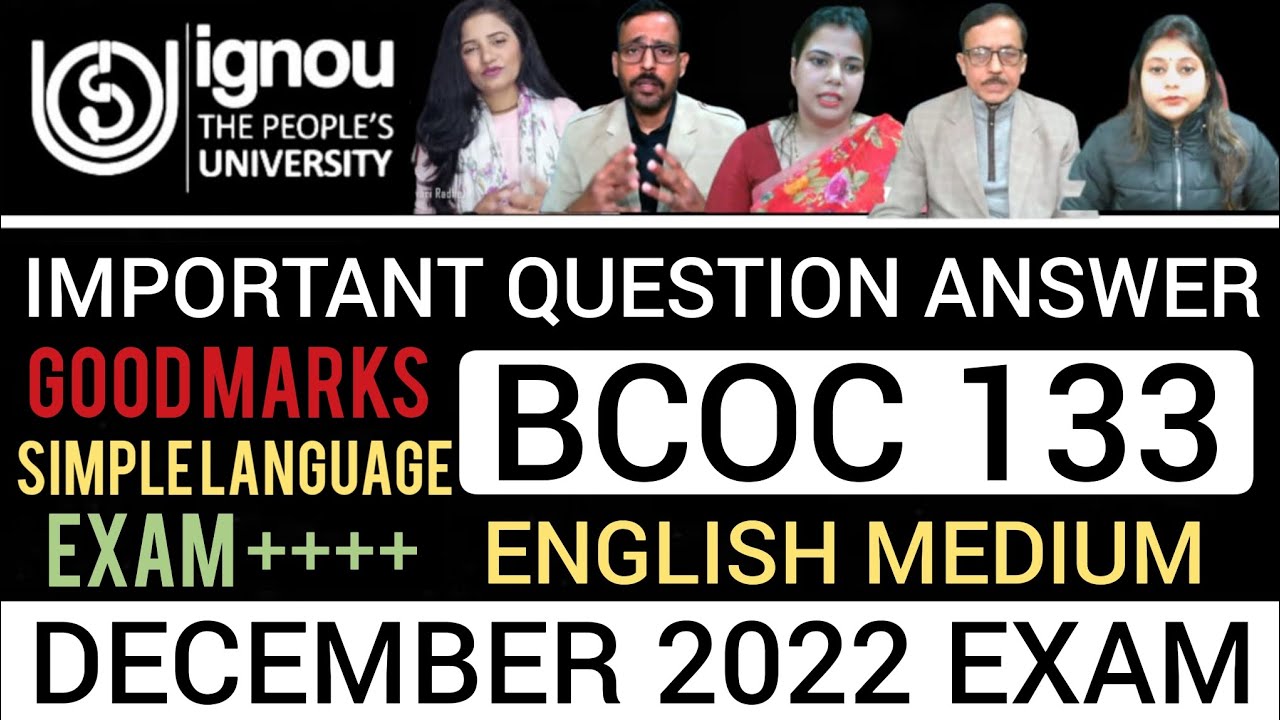 BCOC 133 important questions in English DECEMBER 2022 EXAM | BCOC 133 ...