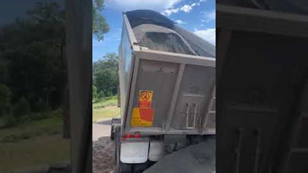 Tip Truck Trailer Topples Over While Unloading || ViralHog - YouTube