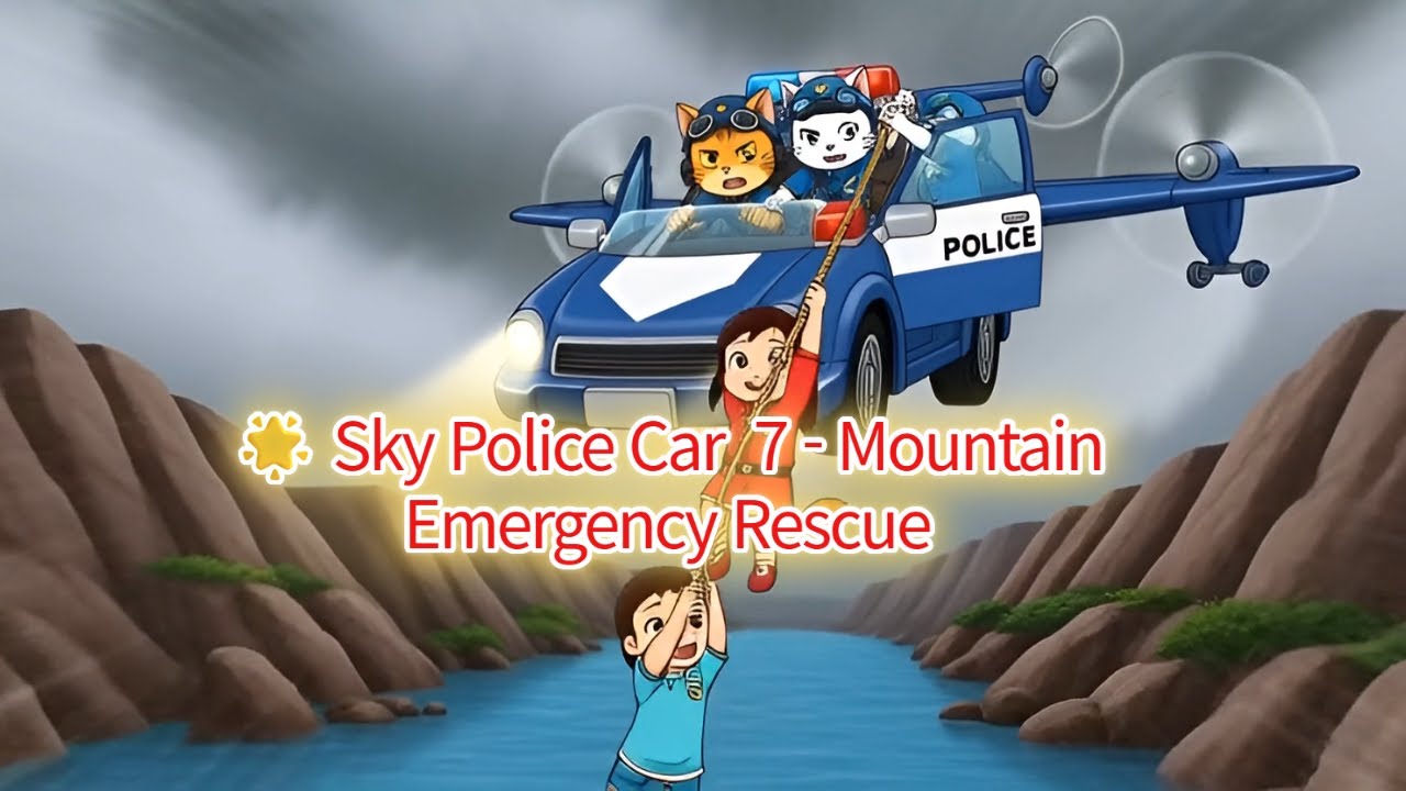 🌟 Sky Police Car 7 - Mountain Emergency Rescue l 🐵🚁🚙🚑🚜 l Cat Brothers ...