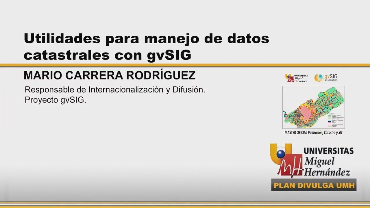 UTILIDADES PARA MANEJO DE DATOS CATASTRALES CON gvSIG - YouTube