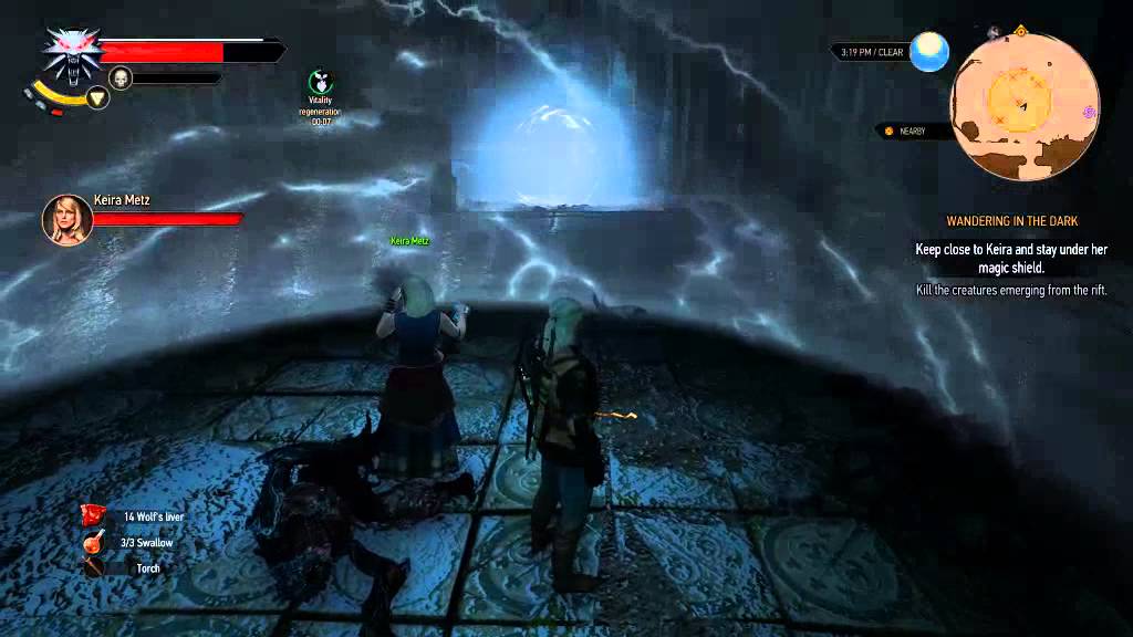 Witcher 3: Wandering in the Dark, Magic Shield Fight - YouTube