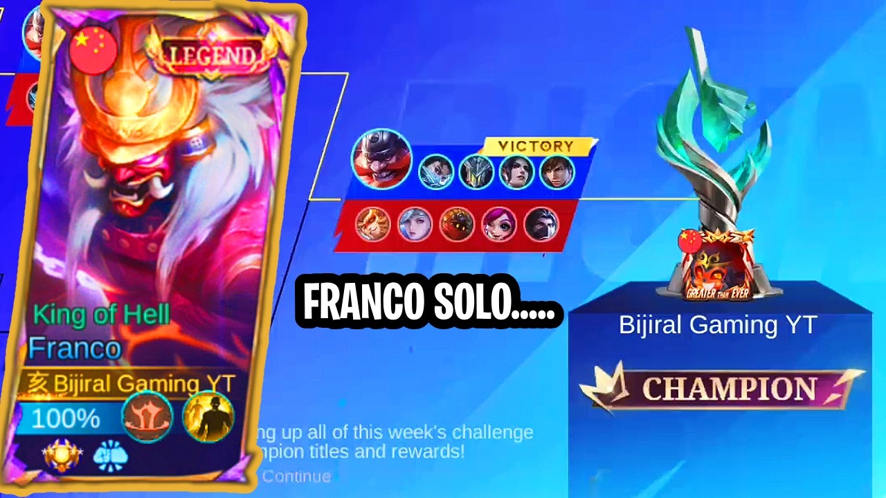 WHEN SOLO FRANCO WITH LEGEND SKIN IN RISING STAR LEAGUE !! EZ CHAMPION ...