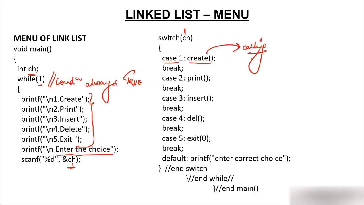 Singly Linked List- Menu & Create Function - YouTube