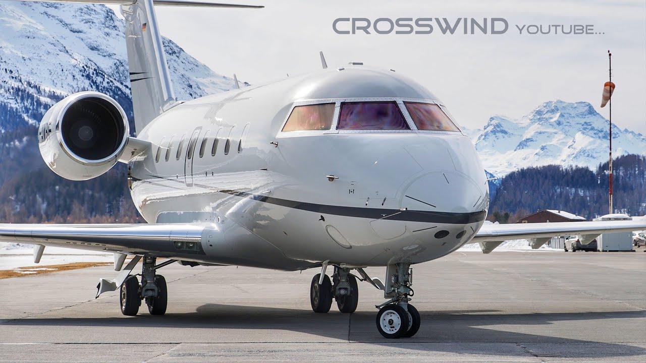 Challenger CL60 Landing & Take-Off Engadin Airport 19/20.02.2022 - YouTube