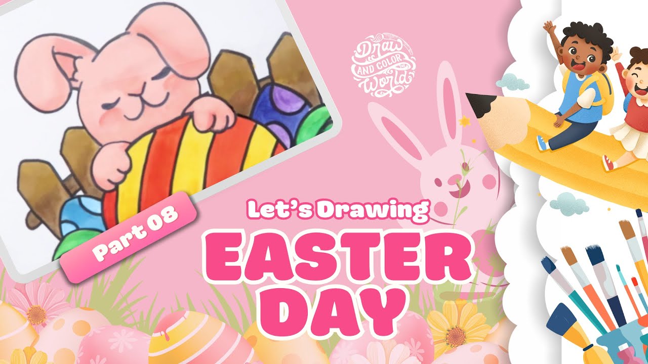 Drawing a Bunny Surrounded Easter Eggs ️🐰 | Easy Step by Step Tutorial ...