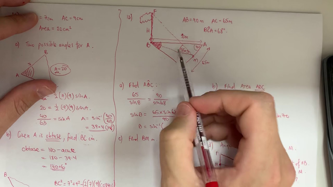 Transum Trig Exam Style Solutions Q10cont 12, 13 - YouTube
