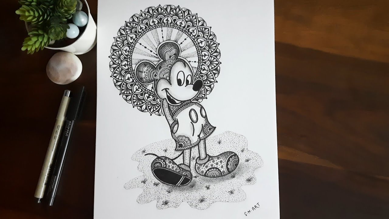 Easy to draw mandala || Drawing Mickey Mouse || Mandala art for ...
