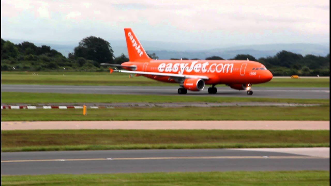 EasyJet (full orange livery) Manchester landing - YouTube