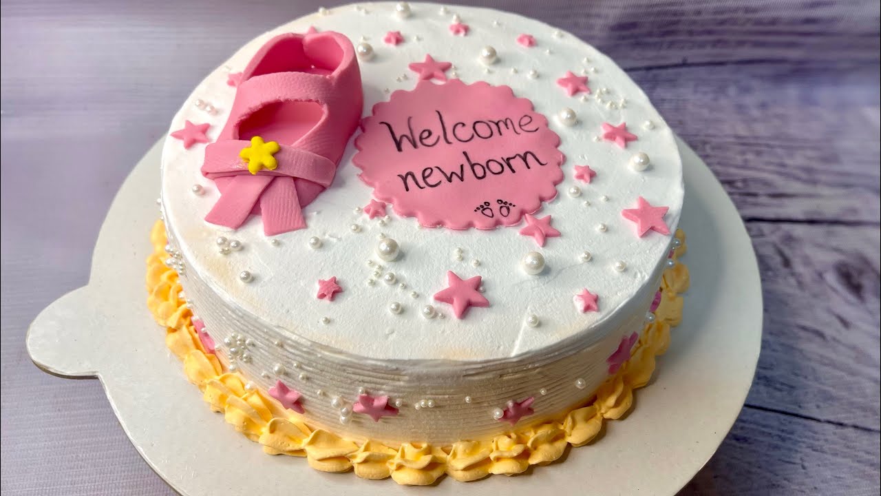 Welcome Baby Theme Cake Tutorial | New Bron Baby Cake Recipe | Babe ...
