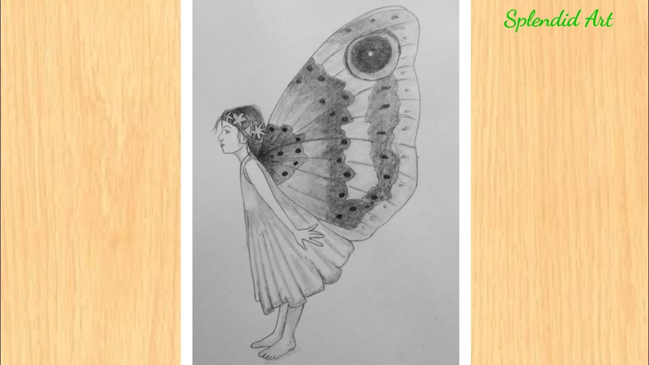 How to Draw a Girl with Butterfly Wings | Pencil sketch | Butterfly ...