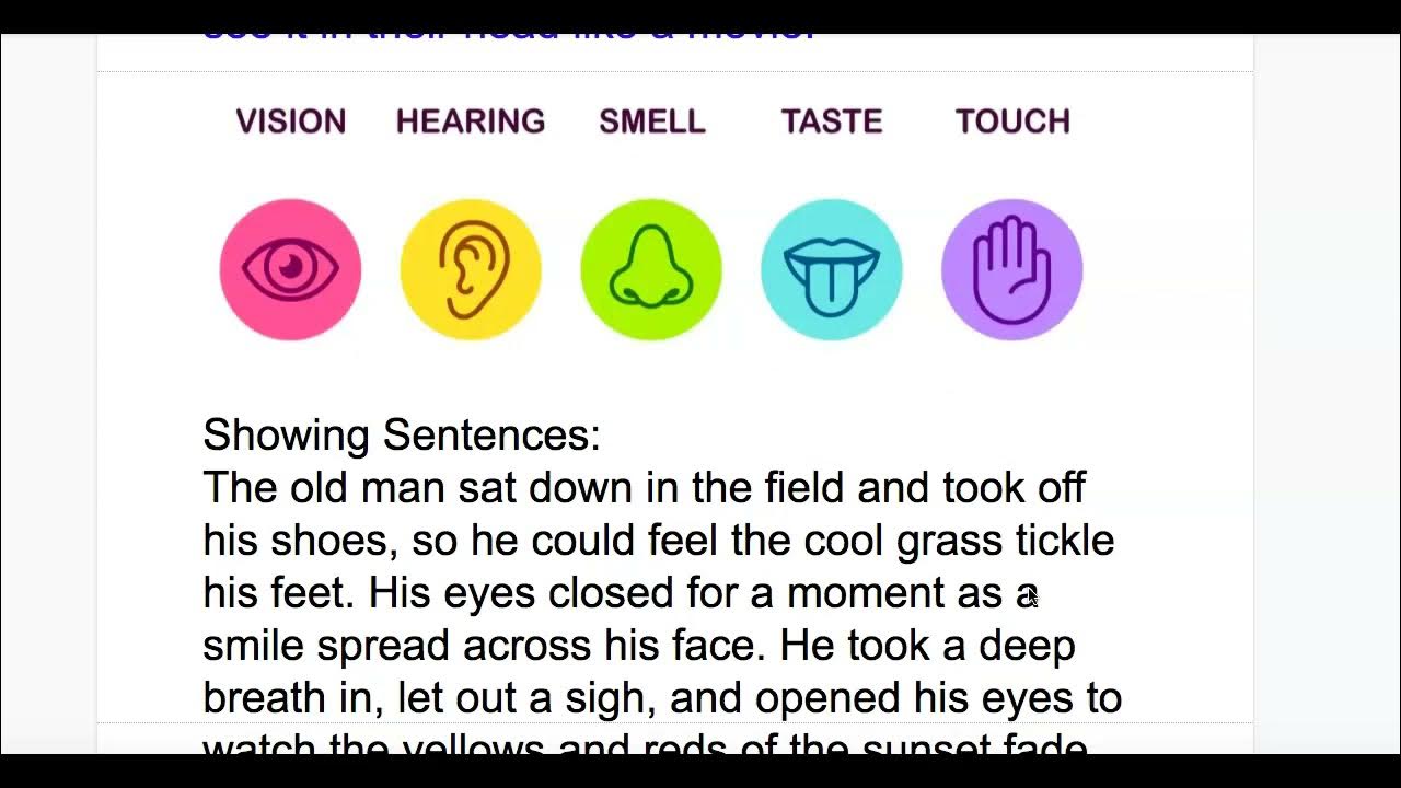 Show Don't Tell (Using the 5 senses in writing) - YouTube