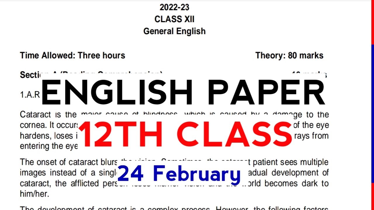 PSEB Class 12th English Paper 2023 ,Pseb 12th class English final paper 2023#pseb - YouTube