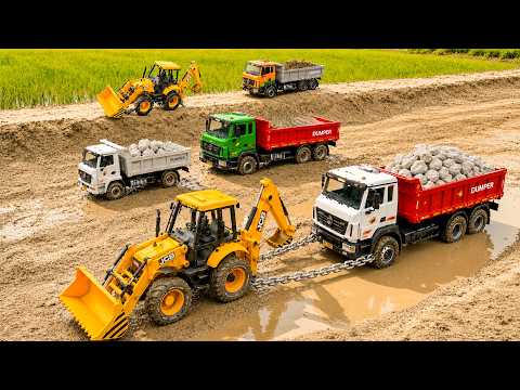 Tata dumper truck 2518 Deep Stuck mud Pulling Jcb 3dx #gadiwala | jcb tractor video | tractor gadi