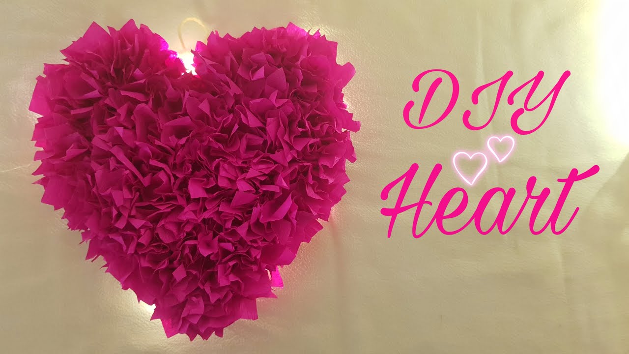 DIY | Easy Crepe Paper Heart Making | Valentine's Day Craft Ideas ...