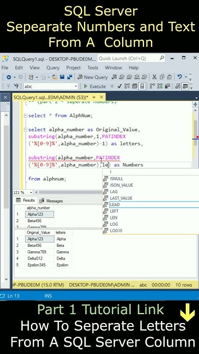 Separate Numbers and Text From The Column SQL Server part 2 - YouTube