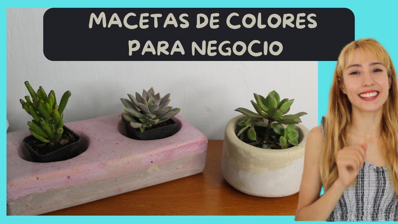 ¡Macetas de YESO con CEMENTO y COLORES! para tu NEGOCIO. CON Y SIN ...