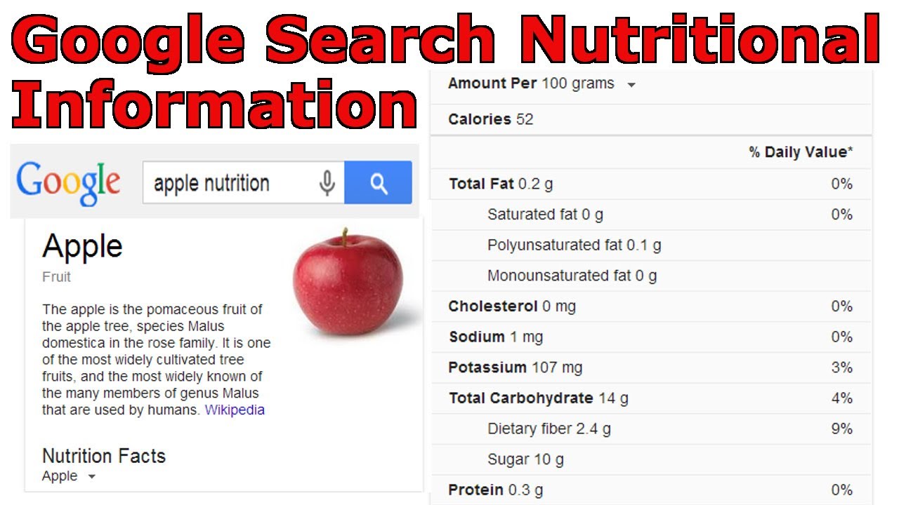 Google Search Nutritional Information Database - YouTube