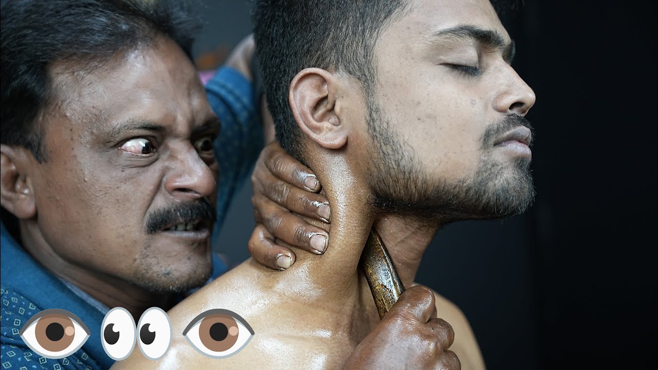 Our Big Eyes Barber Doing Neck Massage ASMR | Ear Cracking Ear Massage ...