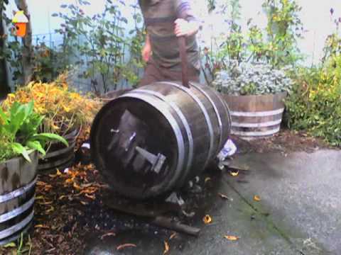 Wine Barrel Compost Tumbler Bin - YouTube