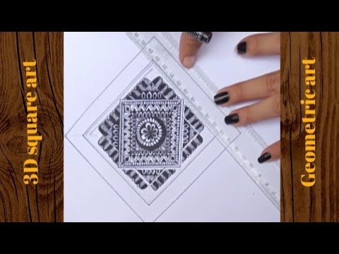 How to draw a 3D square drawing | Geometric art | step by step 3D ...