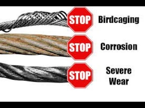 Inspection of steel wire rope,wear and tear, pitting corrosion ...