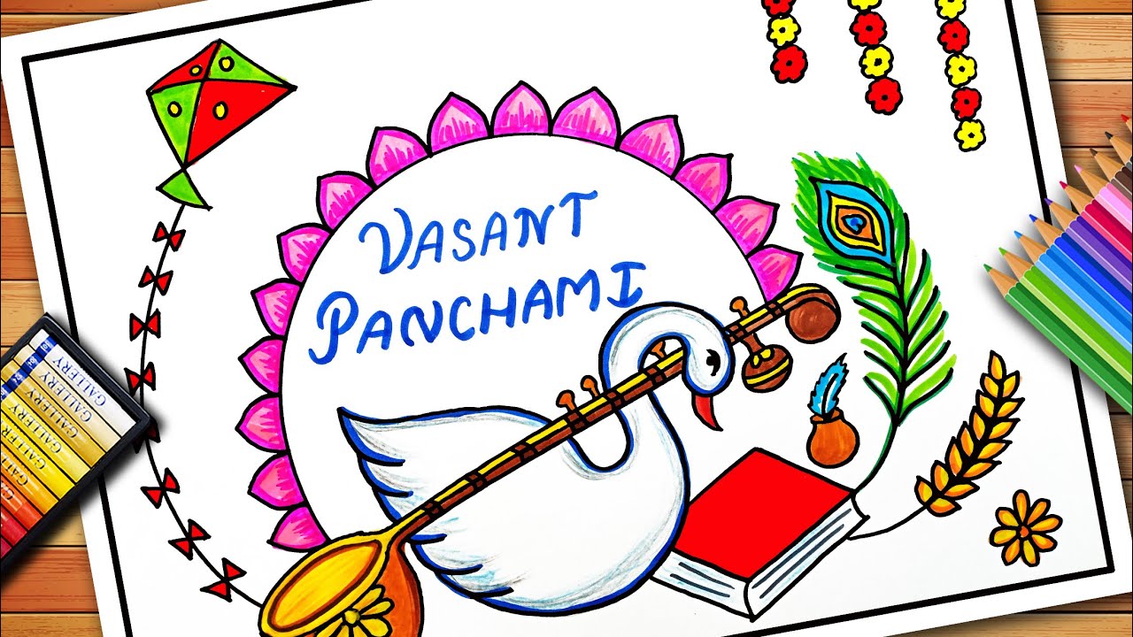 Vasant Panchami Drawing / Vasant Panchami Poster / Basant Panchami ...